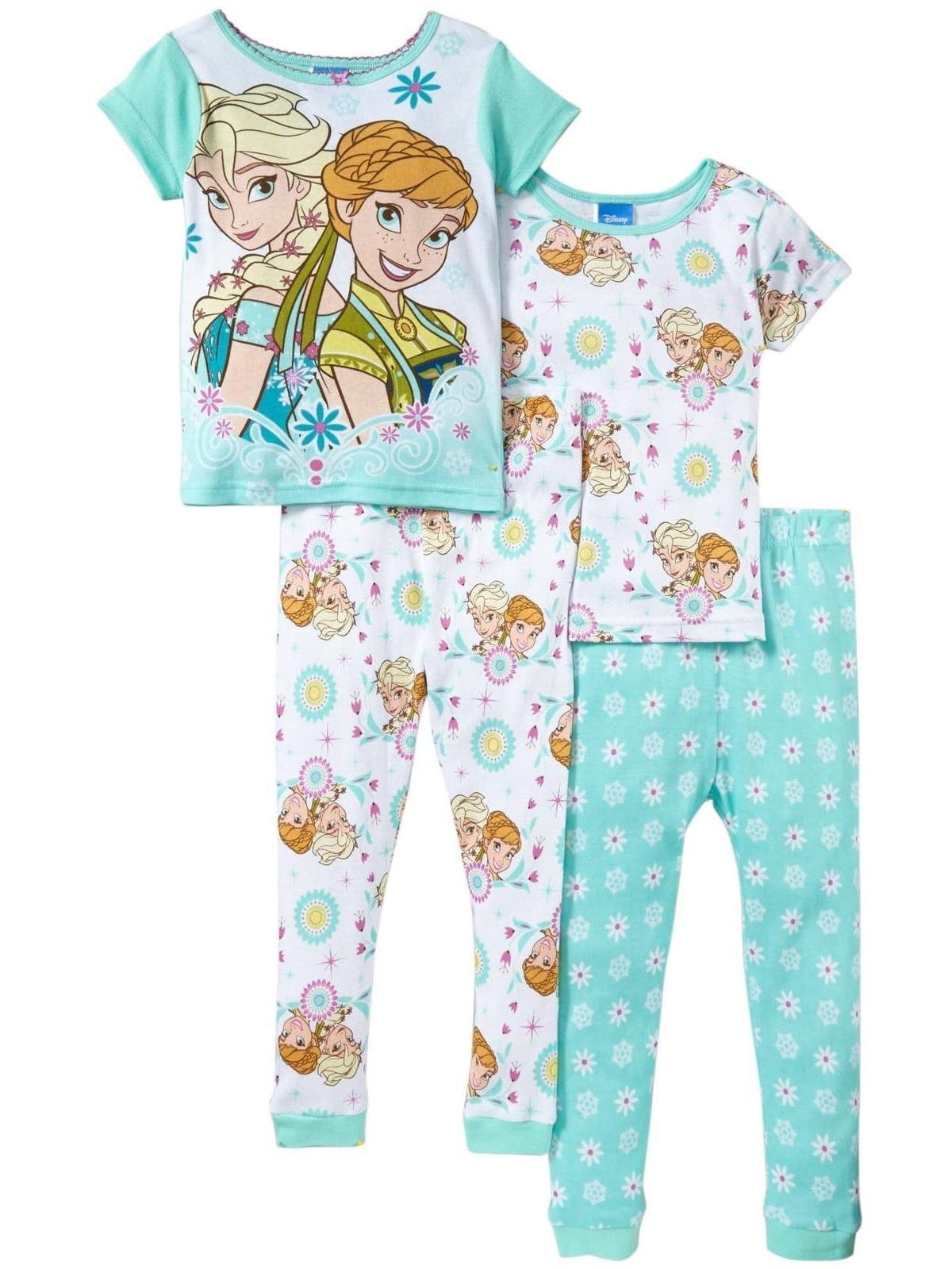 Disney Girls' Frozen Fever Flowers In Bloom 4-Piece Pajama Set, Multi ...