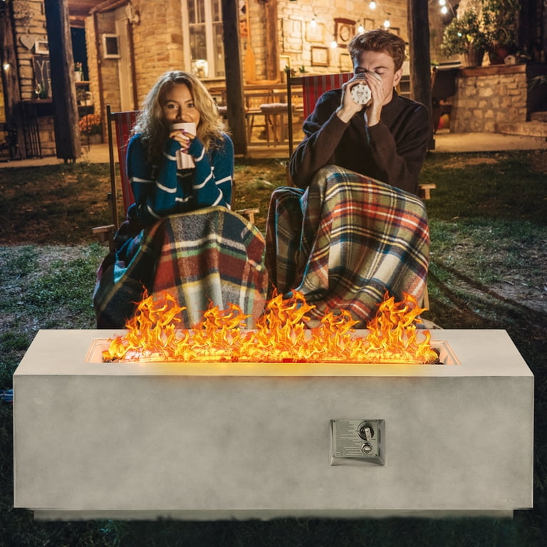 42 Inch 50,000 BTU Rectangle Terrazzo Fire Pit Table With, 51% OFF