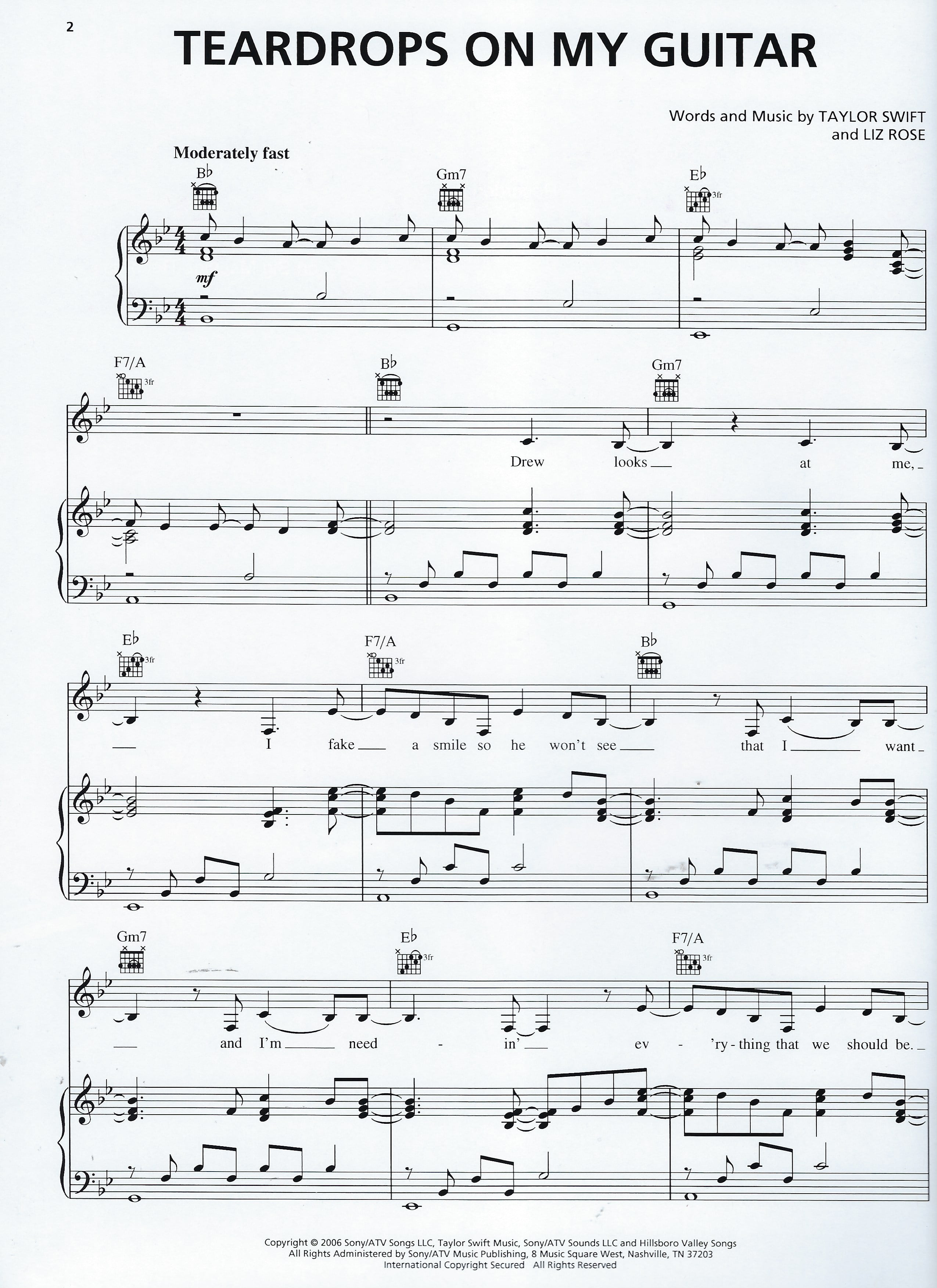 Teardrops In My Guitar Chords