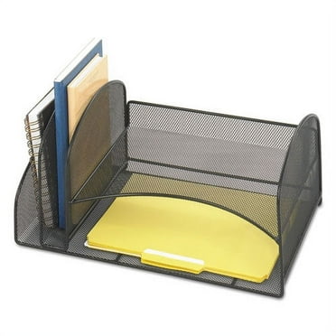 Safco Onyx Black Mesh Desk Organizer with 3 Sliding Horizontal and 1 ...