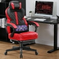 GTPLAYER Ergonomic Gaming Chair with Massage Footrest, PU Leather ...
