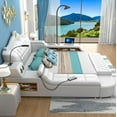 King Size Genuine Leather Bed, 2-Person, Solid Wood, Bedroom Furniture ...