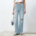 YUGYXL Women's Ripped High Waisted Jeans Wide Leg Destroyed Denim Pants ...