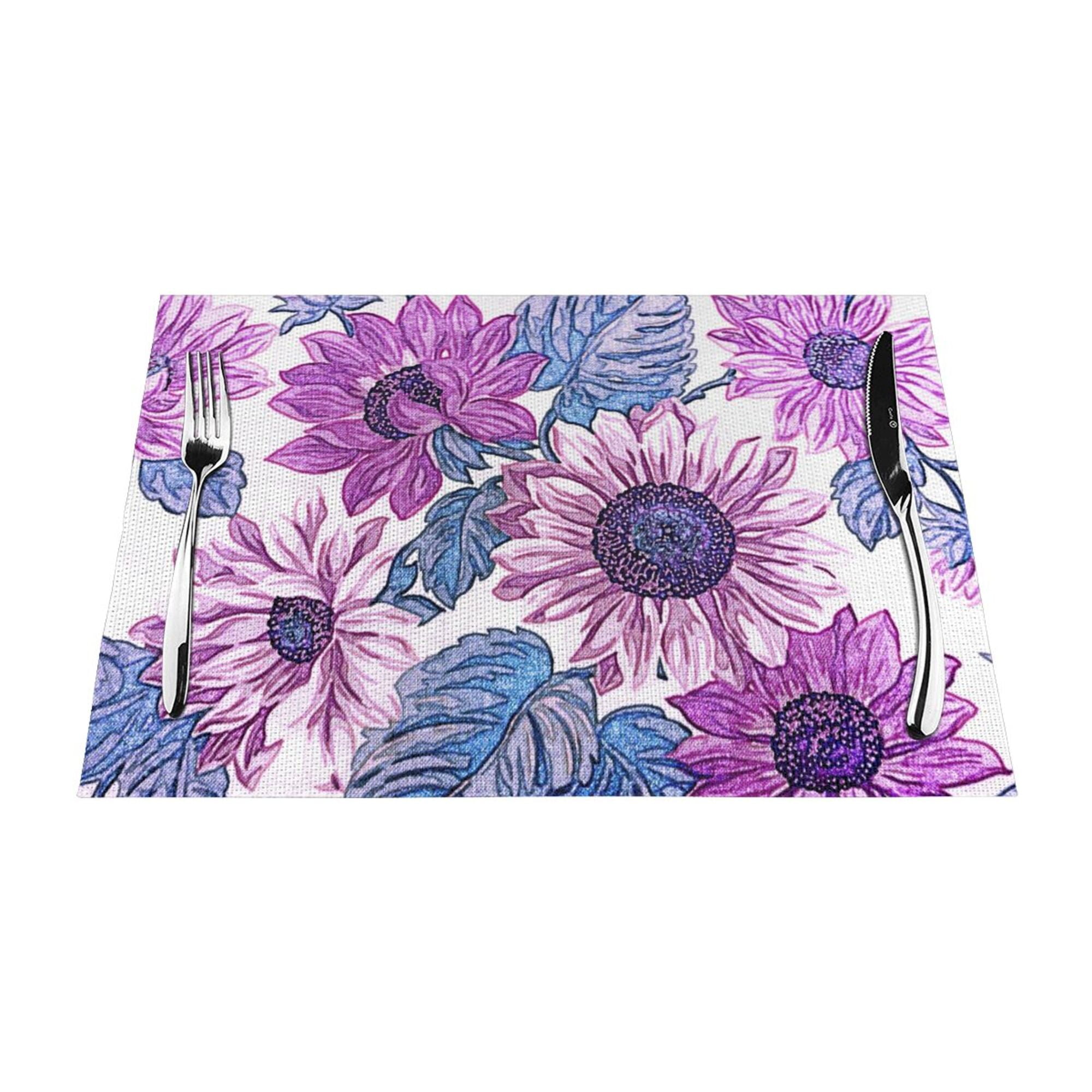 YFYANG Washable Heat-Resistant Placemats, 70% PVC/30% Polyester, Purple ...