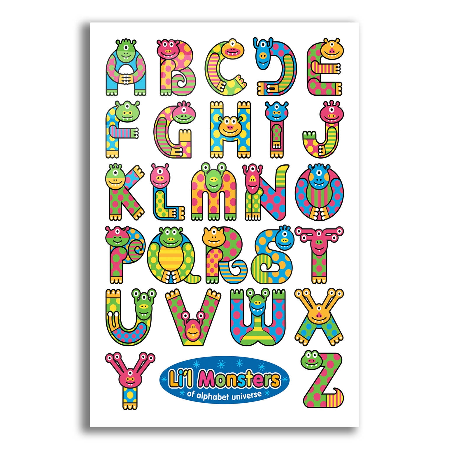 Epic Art 'Li'l Monsters of Alphabet Universe' by Ron Magnes, Acrylic ...