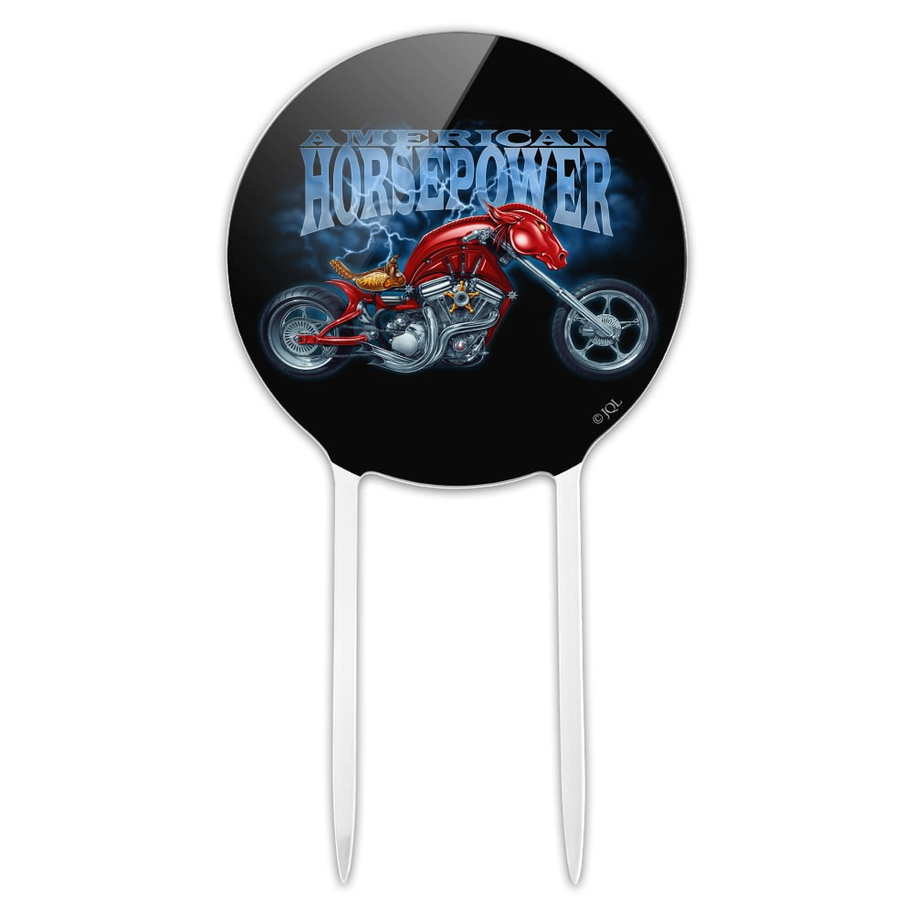 Acrylic American Horsepower Biker Motorcycle Chopper Cake Topper Party ...