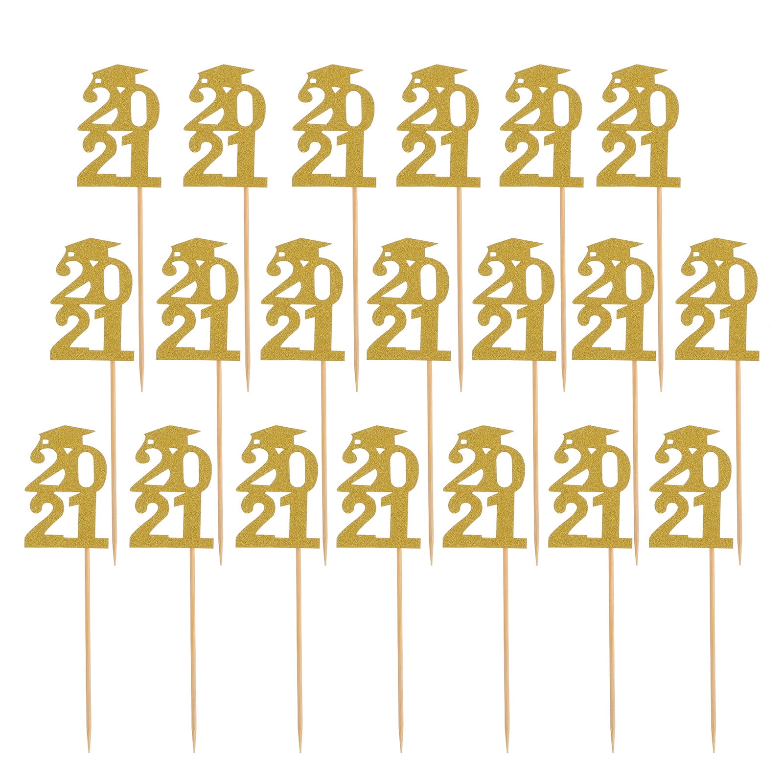 24pcs 2021 Graduation Party Trencher Cake Toppers Paper Cake Toppers ...