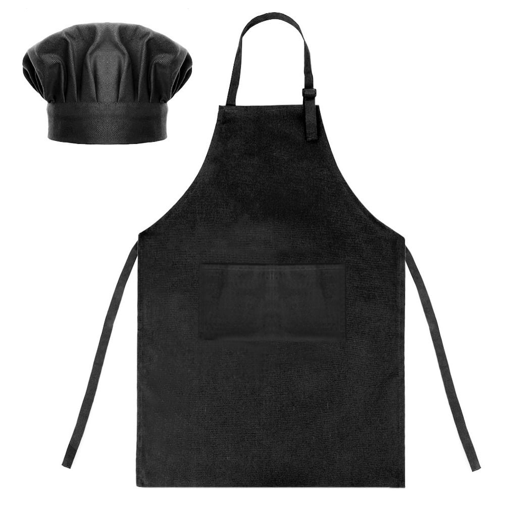 Toptie Adult Cotton Canvas Adjustable Apron Chef Hat Set for Men and ...
