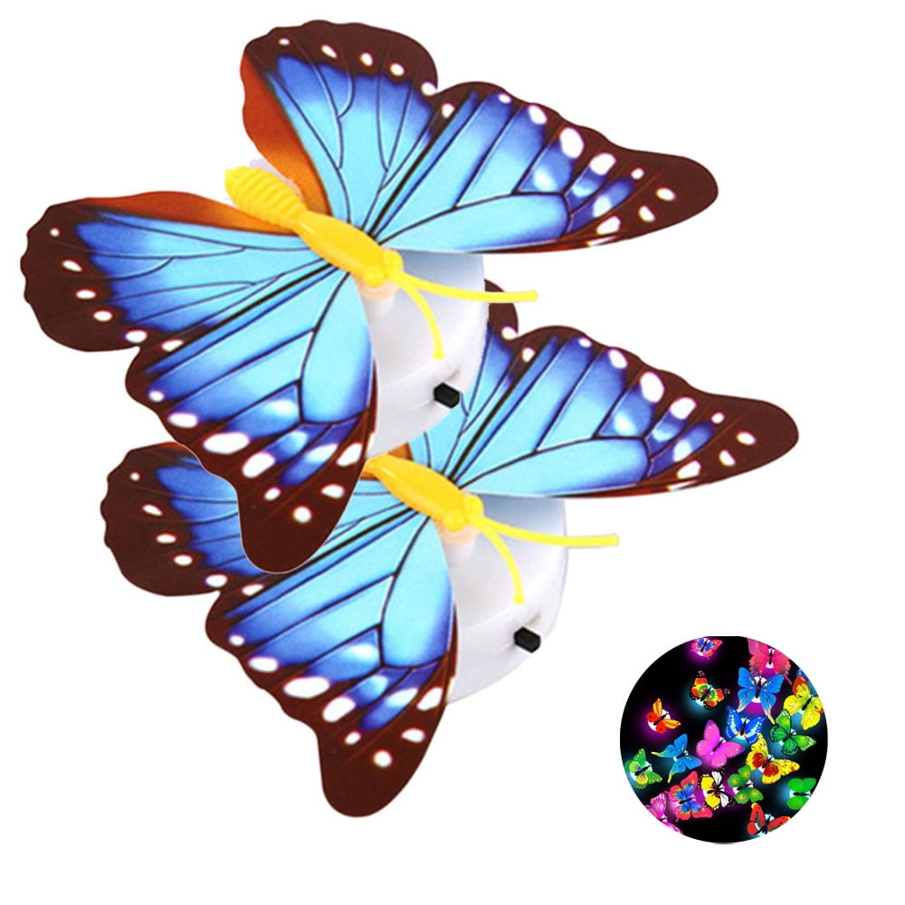 1Pcs 3D LED Butterfly Decoration Night Light Sticker Double Wall Light ...