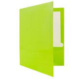 JAM Paper Laminated Two Pocket Glossy Folders, Lime Green, 3/Pack ...