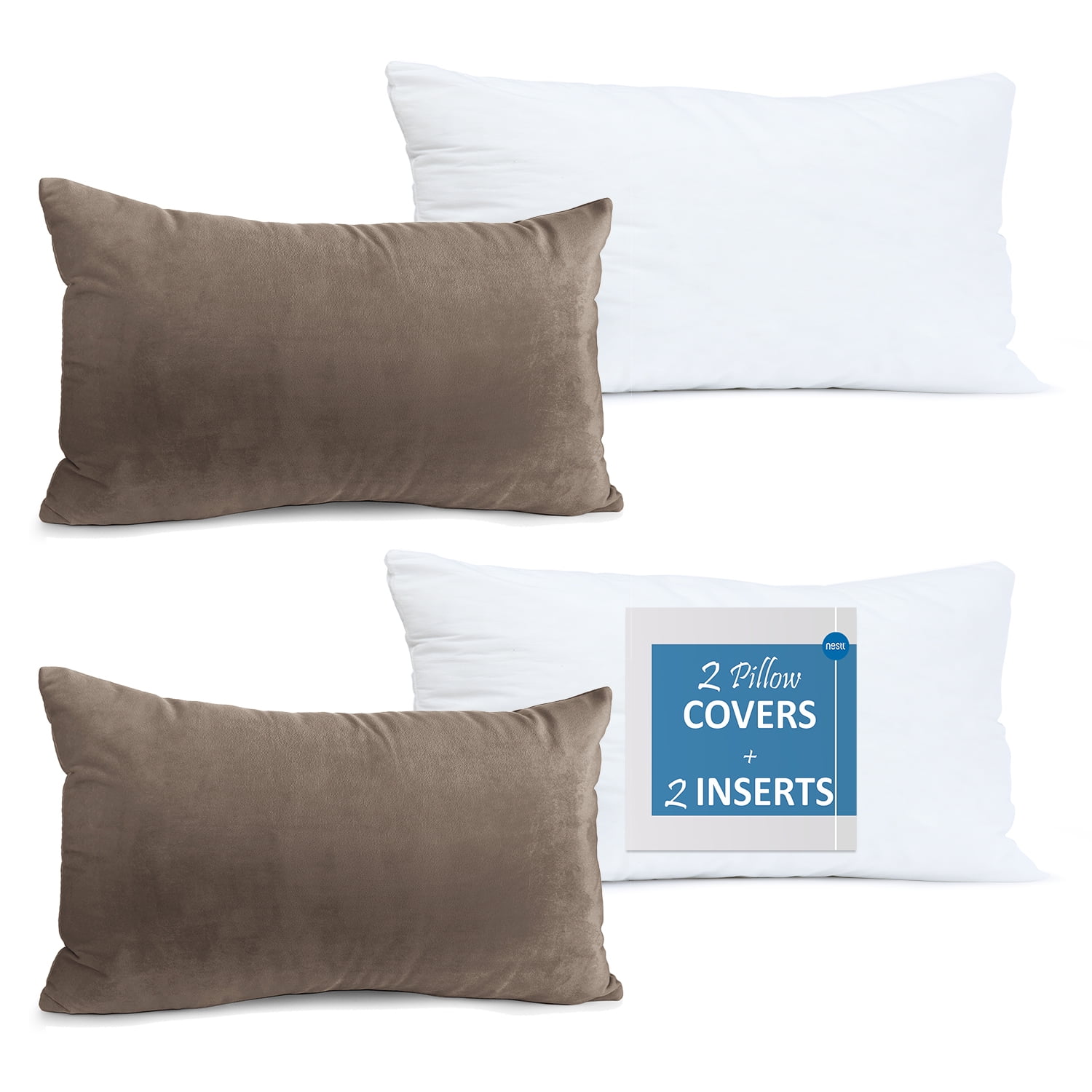 Nestl Plush 2 Pack Solid Decorative Microfiber Rectangle Throw Pillow ...