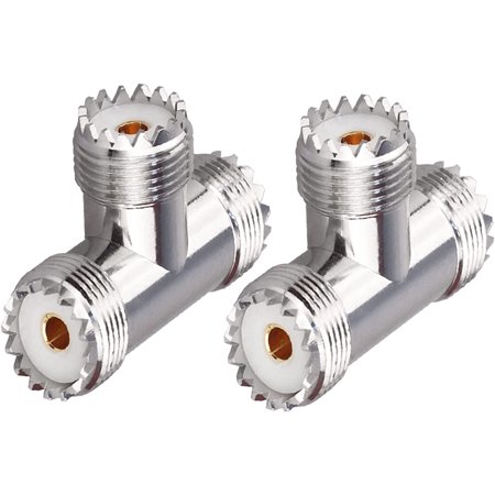 UHF Triple Tee Connector UHF Female to Dual UHF Female 3 Way Splitter Coax Adapter PL259 SO239 T ...