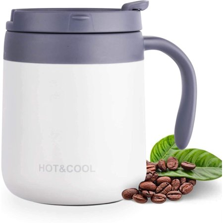 Insulated Coffee Mug With Lid, Double Wall Stainless Steel Thermal Mug ...