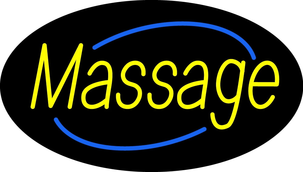 Deco Style Yellow Massage LED Neon Sign 13 x 24 - inches, Black Square ...