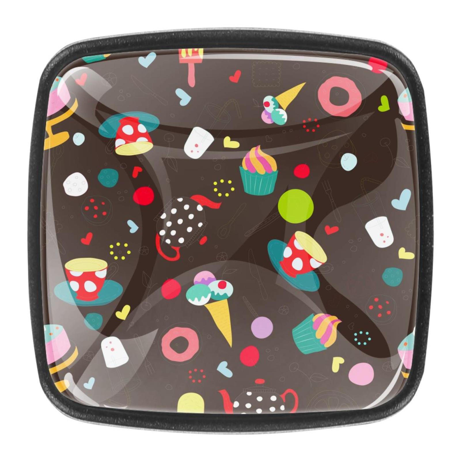 4 Pcs Square Cabinet Handle Cupboard Knob Drawer Pulls Handle Sweets ...