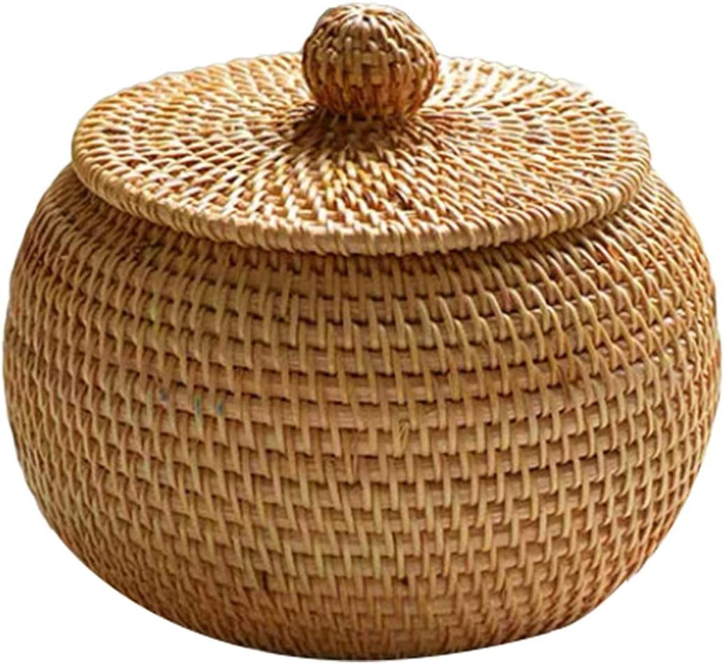 Cesta de almacenamiento de mimbre con tapa, cesta de mimbre, caja ...