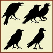 Crow Flock 1 Stencil - 4 Images Primitive Bird Stencil Raven Template Reusable Laser Cut Mylar ...