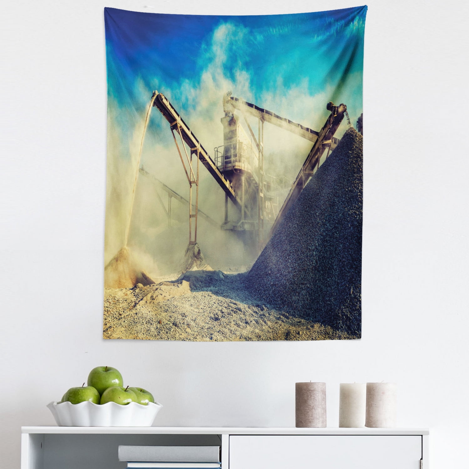 Industrial Tapestry, Rock Stone Crushing Machine Open Pit Mining Quarry ...