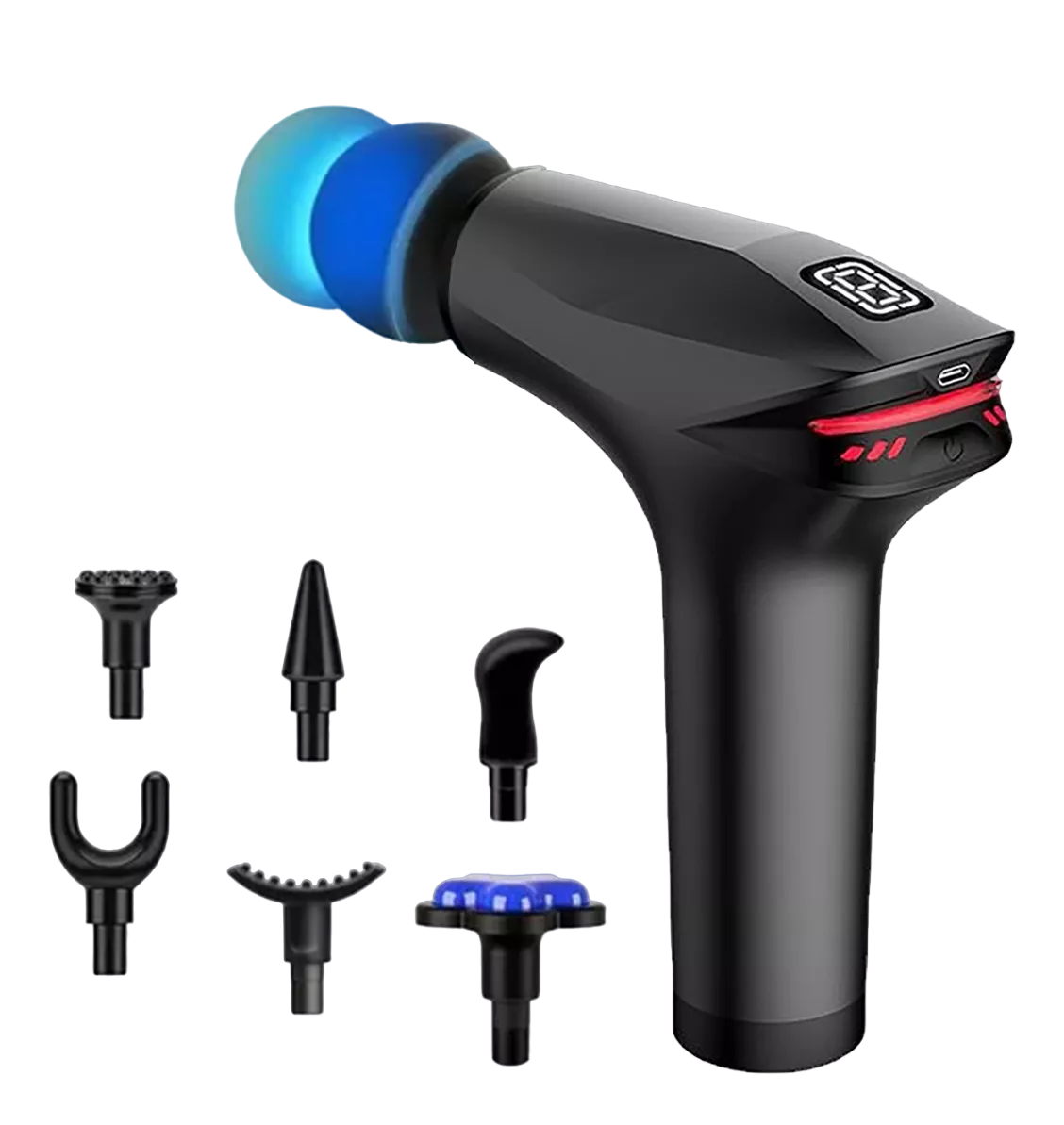 Pistola Masajeadora De Músculos 8 Velocidades Pantalla Lcd Negro Belug ...