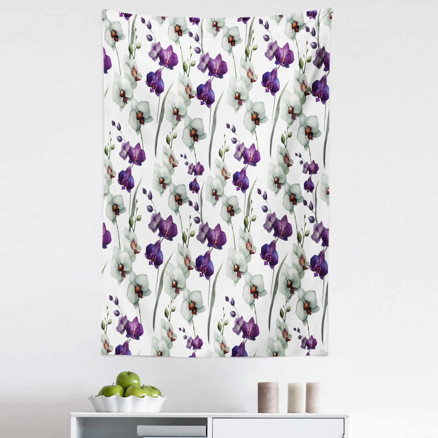 Flower Tapestry, Wild Orchid Family Flowerpot Plants with Blooms ...