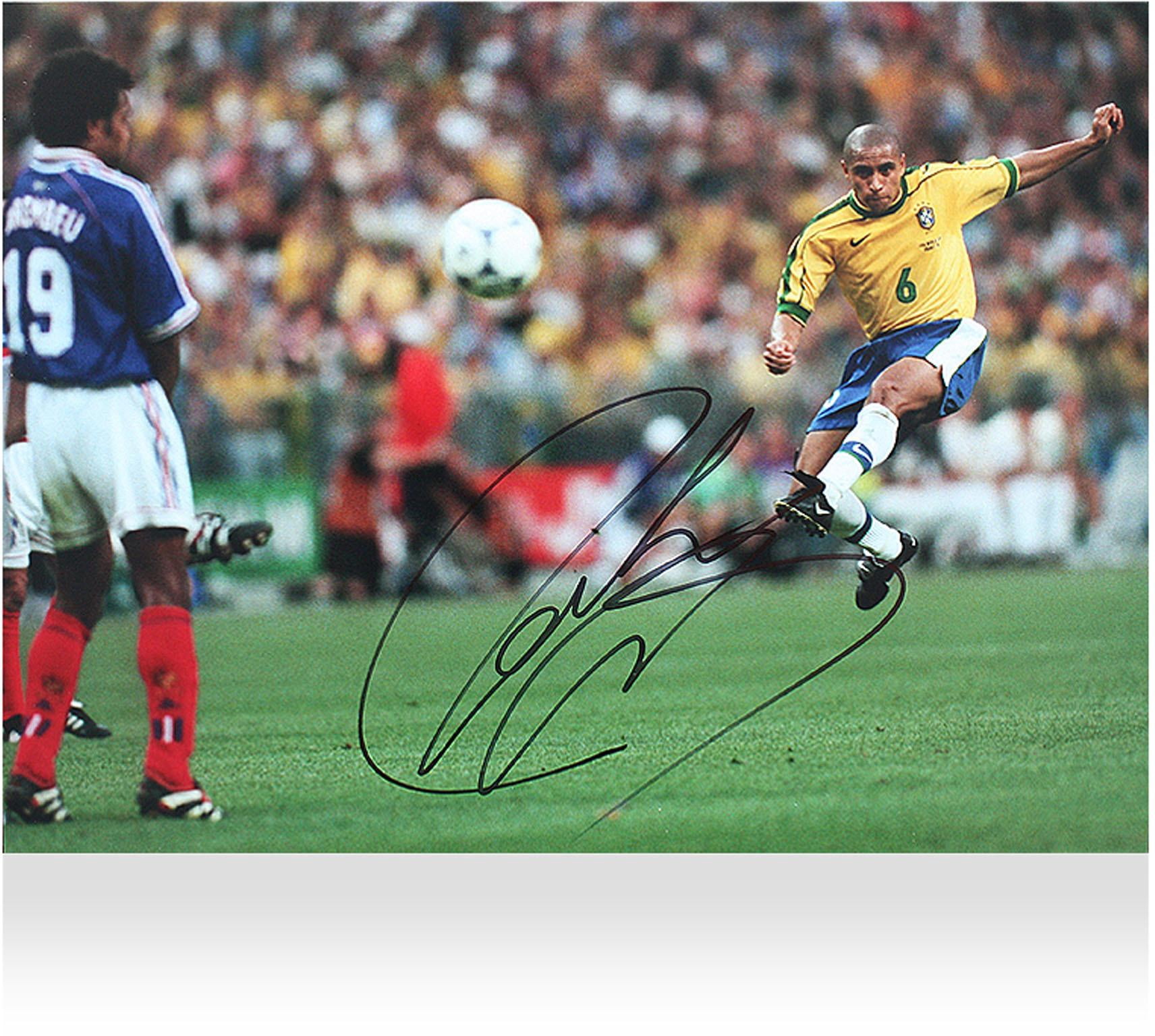 Roberto Carlos Brazil Autographed 12" x 16" Free-Kick Master Photograph ...