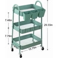 3-Tier Rolling Cart, Utility Cart Mobile Metal Rolling Storage Cart ...