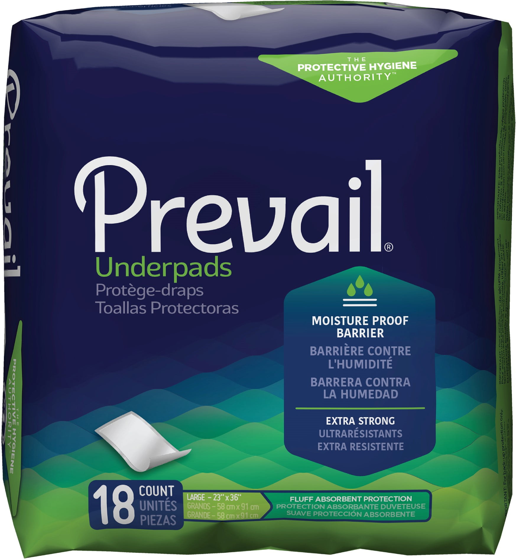 3 Pack - Prevail Underpads, Fluff Absorbent, Large 23" X 36", 18 count ...