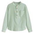Boys Top Button Up Long Sleeve Shirt with Chest Pocket for Everyday ...