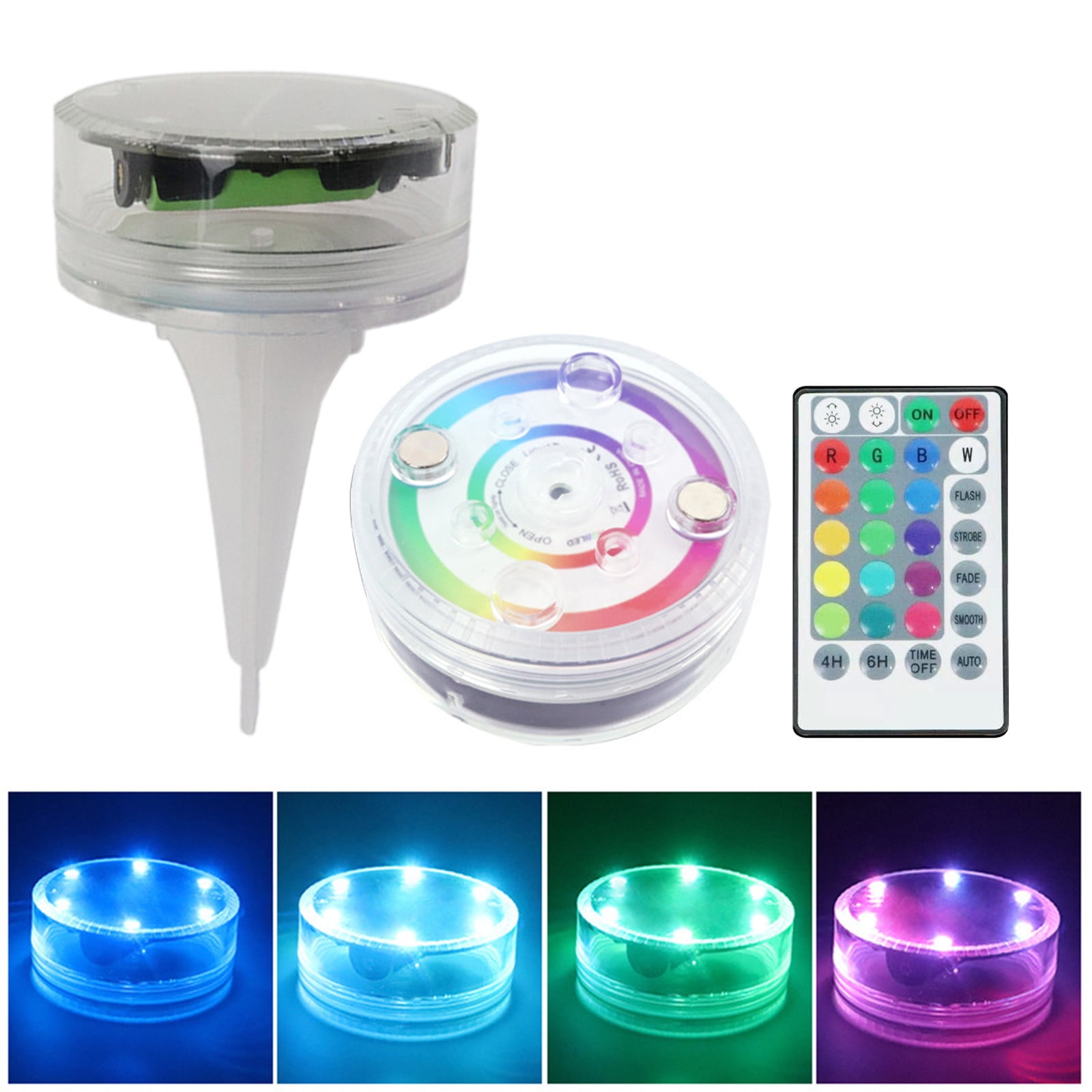 RnemiTe-amo Submersible LED Lights Remote Control Powered, RGB Multi ...