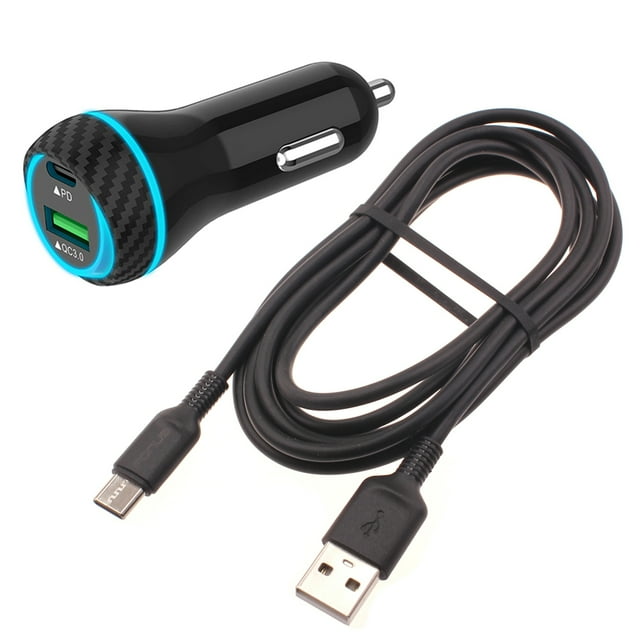 Quick Car Charger for Nokia C200/C100 Phone - 43W 2-Port USB Cable Type ...