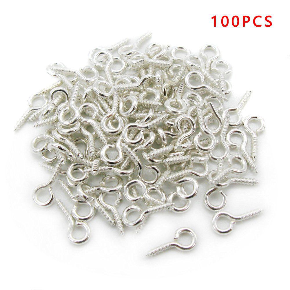 100pcs Screw Eyes Pin Findings for Clay Jewelry Resin Bead Plastic 10mm ...