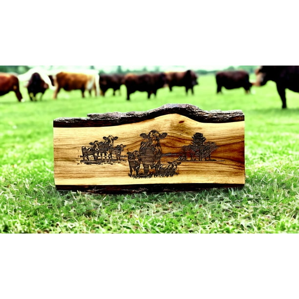 Northern Custom Etching Walnut Sign Cows in Pasture - Walmart.ca
