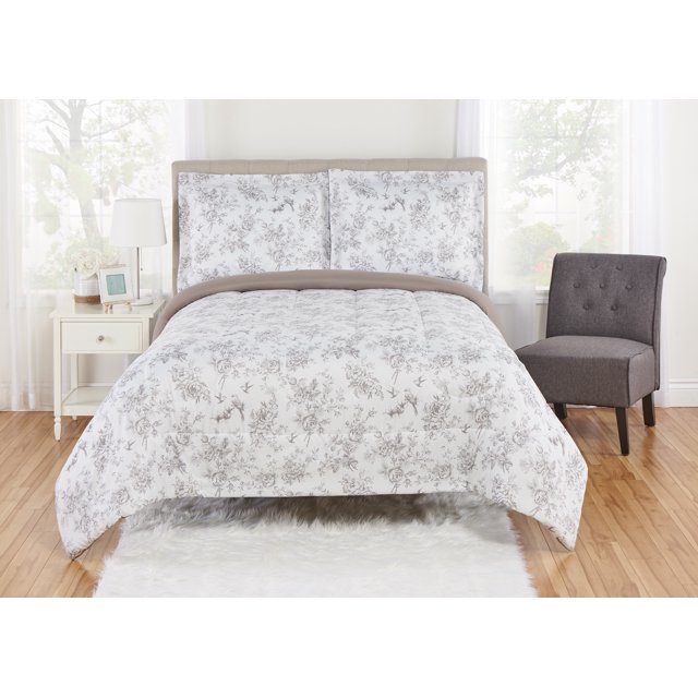 Mainstays Floral Toile Comforter And Sham Bedding Set