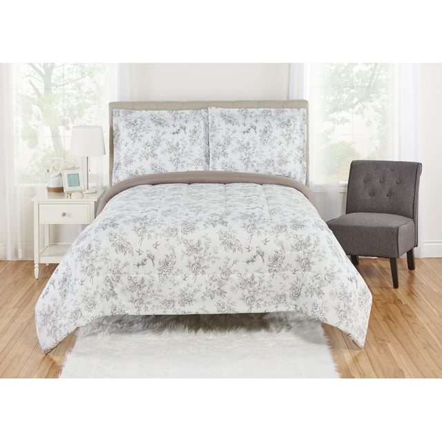 Mainstays Floral Toile Comforter And Sham Bedding Set