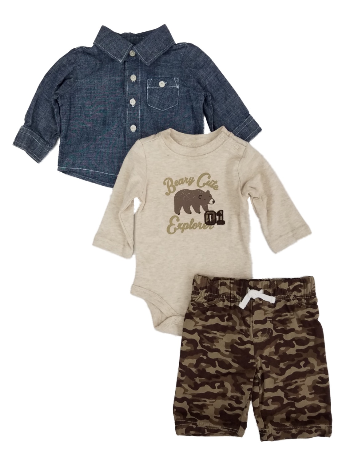 Infant Boys Outfit Beary Cute Explorer Baby Outfit Pants Shirt & Bear ...
