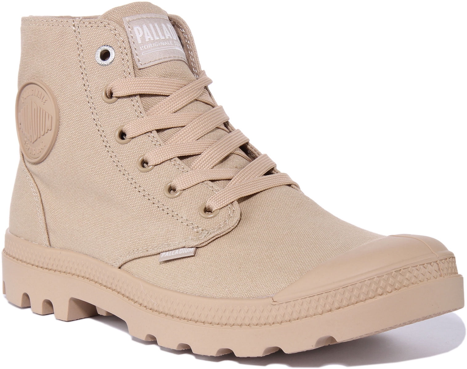 Palladium Mono Chrome Unisex Lace Up Canvas Ankle Boot In Sand Size 11. ...