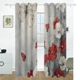 Butterflies and Flowers Blackout Curtains 55W x 84L Living Room Bedroom ...