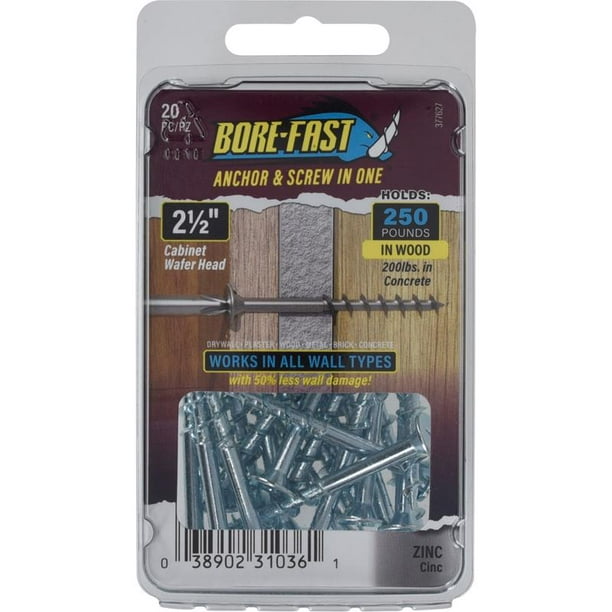 Tornillo y ancla Hillman Borefast Steel de 1/4 pulgadas Profundidad x 6 ...