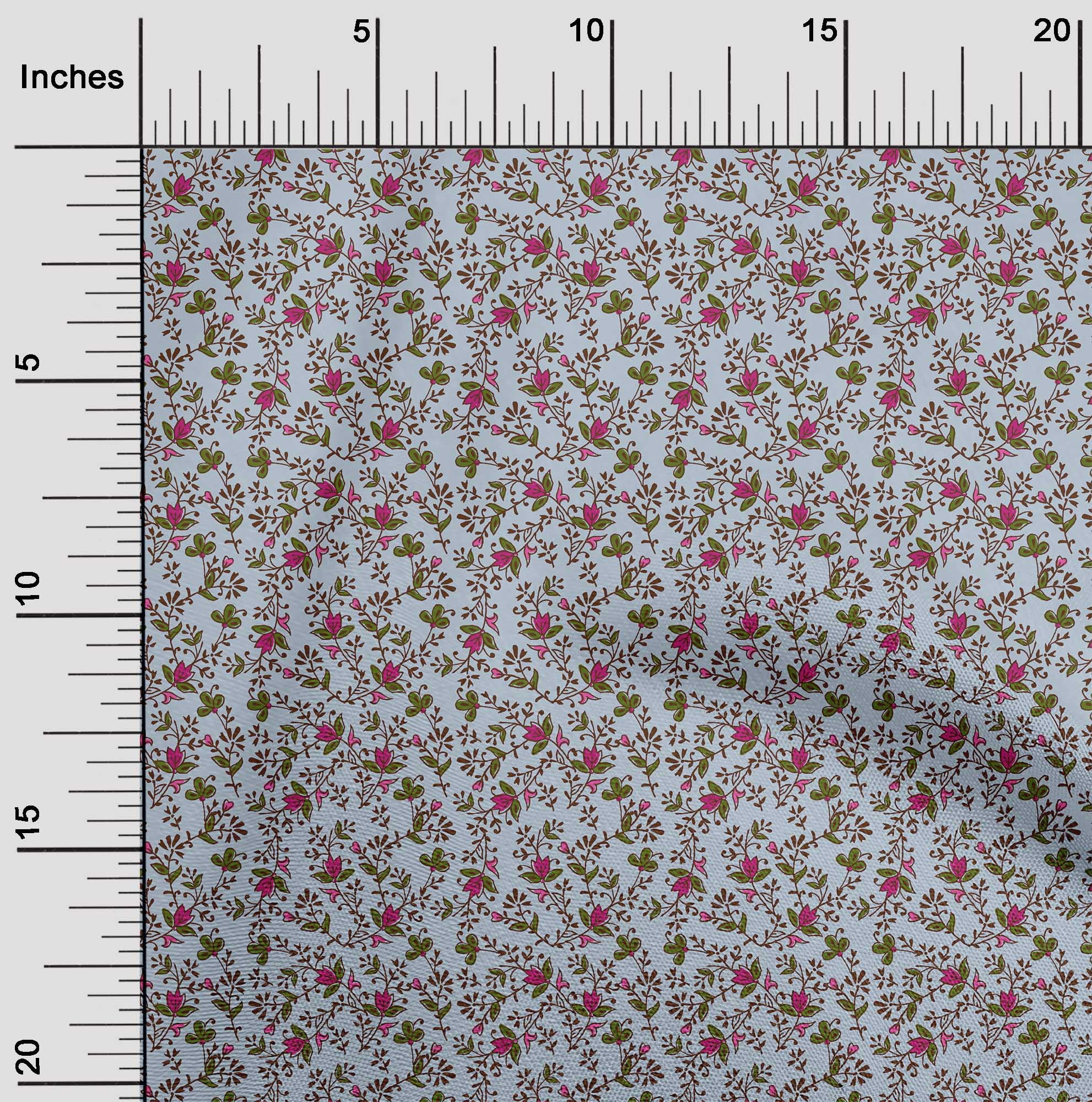 oneOone Cotton Poplin Fabric Leaves & Floral Block Print Fabric By Yard ...