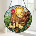 Hen and Baby Chicks Stained Glass Style Suncatcher – Farm Animal Window ...