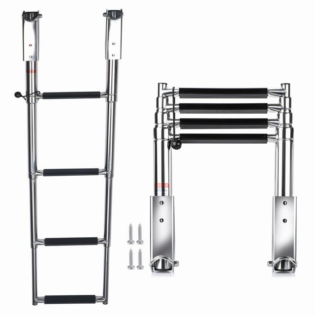Marinebaby Stainless Steel 4 Step Over Platform Telescoping Boat Ladder ...