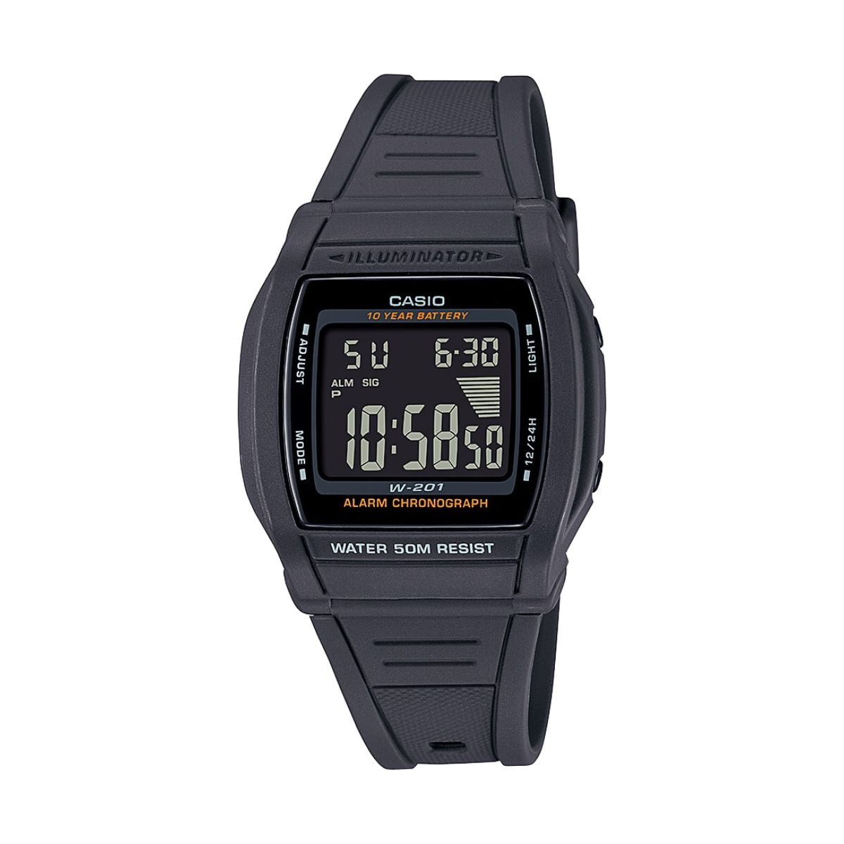 Casio Men's Black Chronograph Water Resistant Watch W201-1BV - Walmart.com