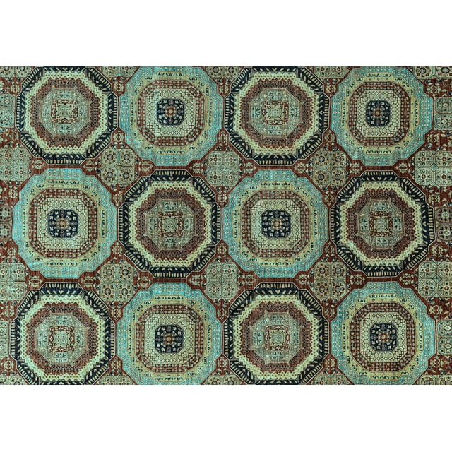 Ahgly Company Indoor Rectangle Abstract Light Blue Modern Area Rugs, 8 ...