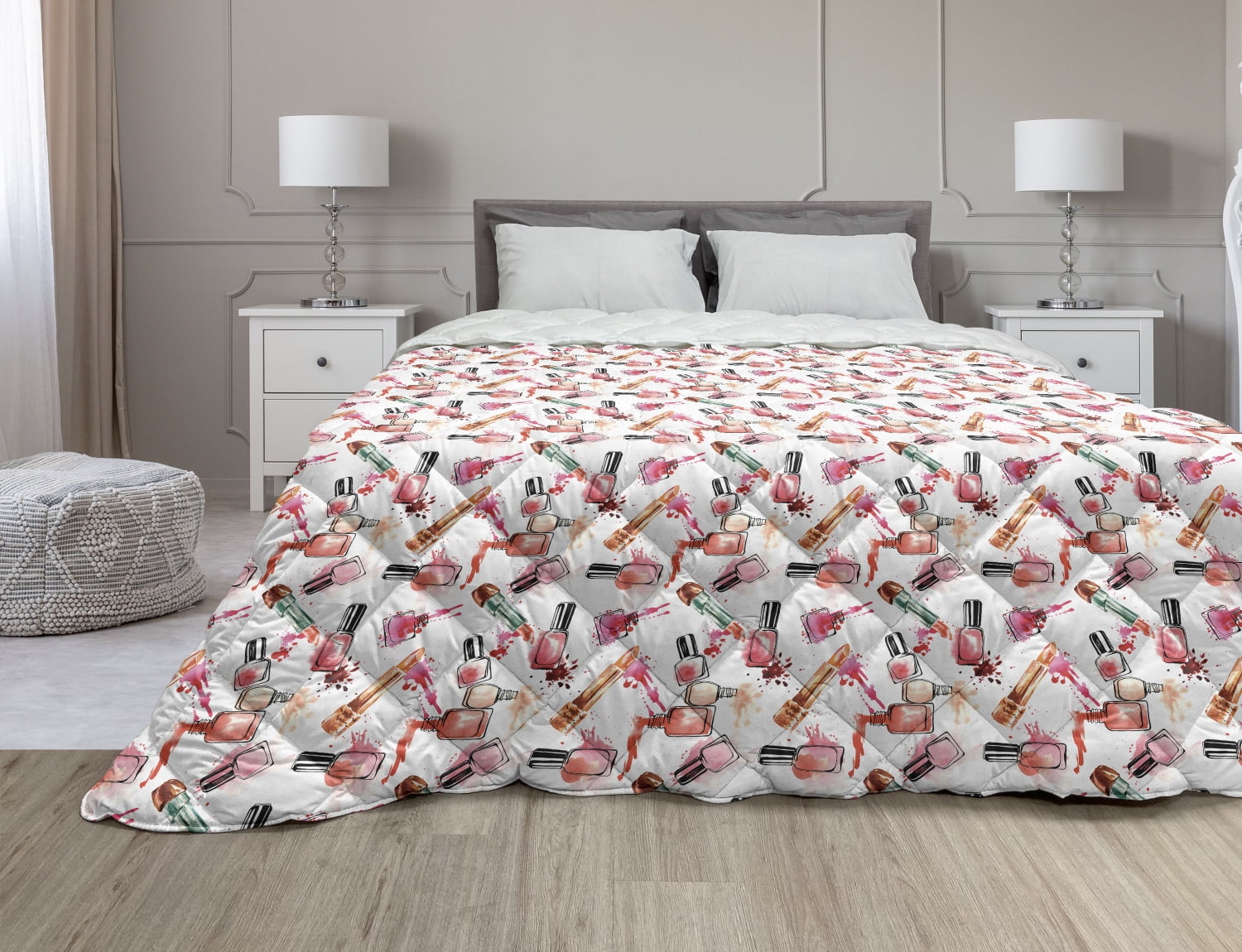 Romantic Down Alternative Comforter, Hand Drawn Style Repetitive ...