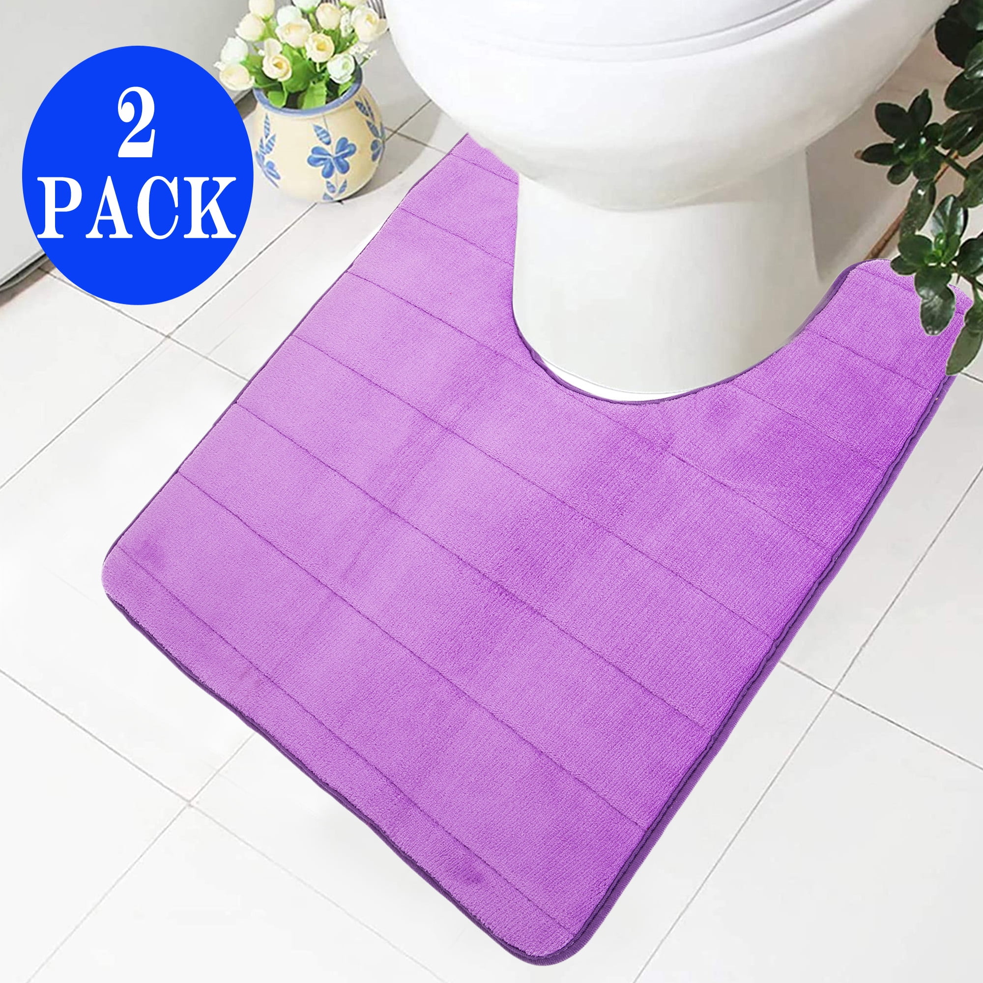 SAYFUT 2-Pack Memory Foam Non-slip Washable Bath Toilet Pads Mats Rug ...