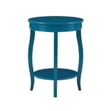 Home Square Round Wood End Table with Shelf in Teal Blue - Set of 2 ...