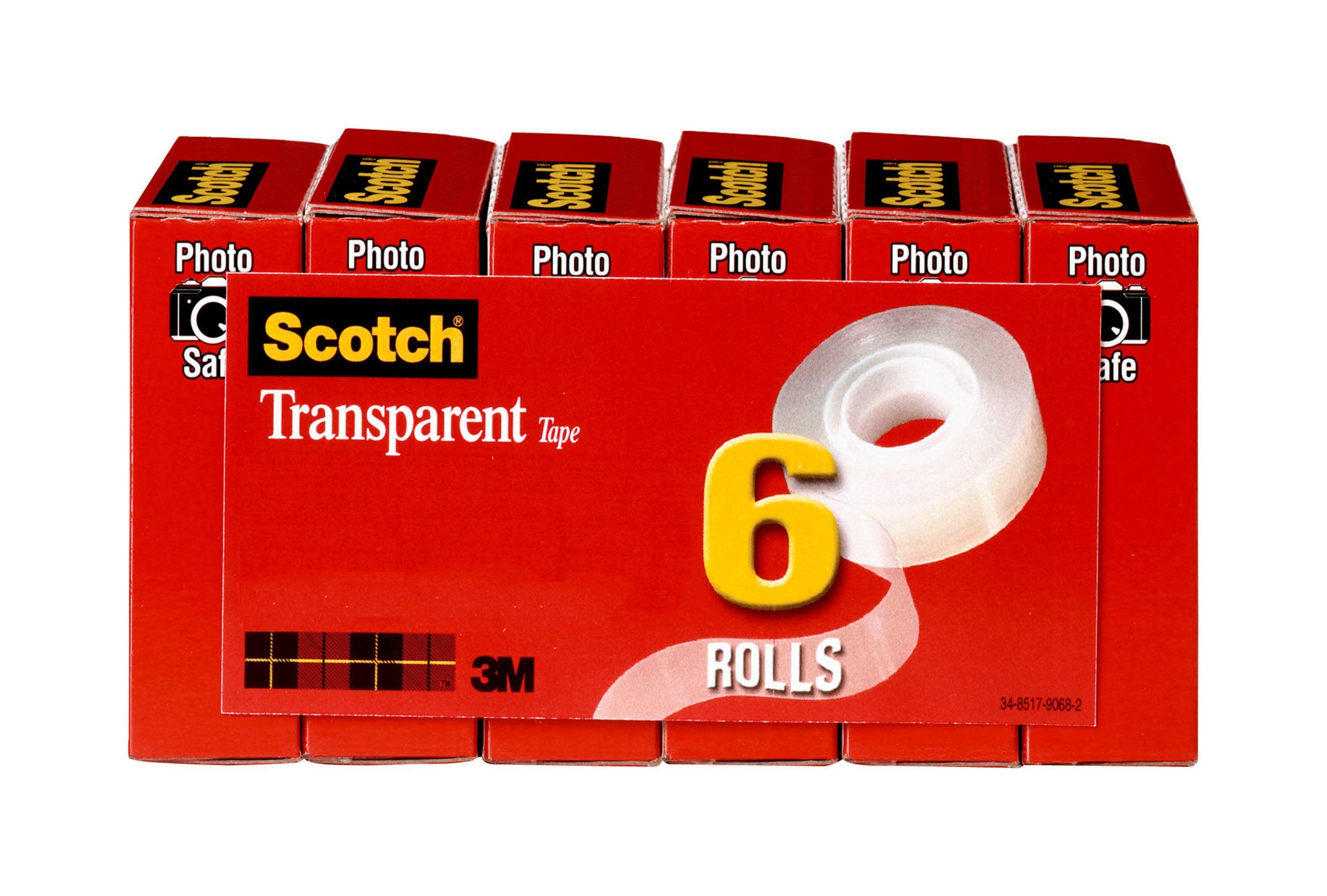 Scotch Transparent Tape, 3/4 in. x 36 yd., 6 Boxes - Walmart.com ...