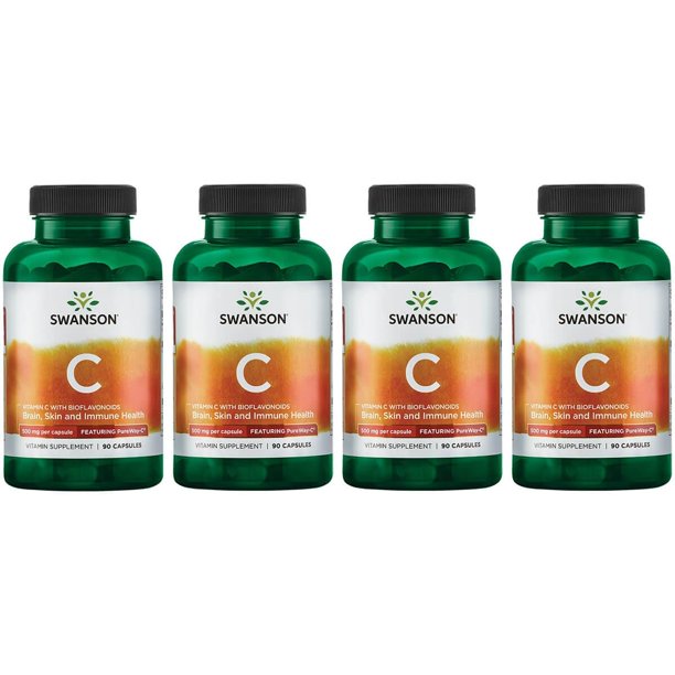 Swanson Vitamin C with Bioflavonoids - Featuring Pureway-C 500 mg 90 Caps 4 Pack - Walmart.com