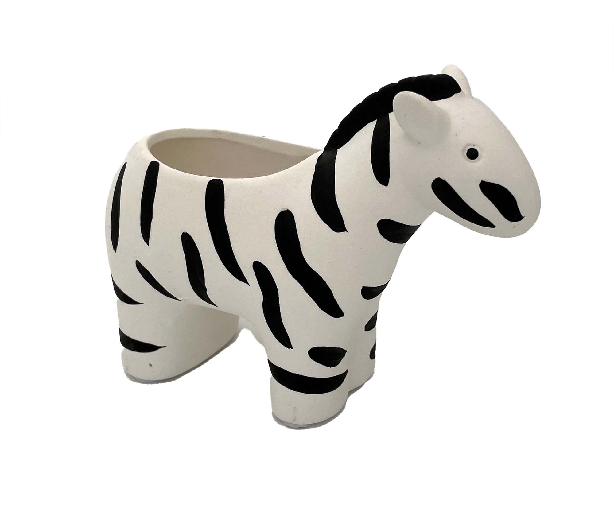 Zebra Black and White Ceramic Animal Pot - 3" x 6" x 4.5" - Walmart.com