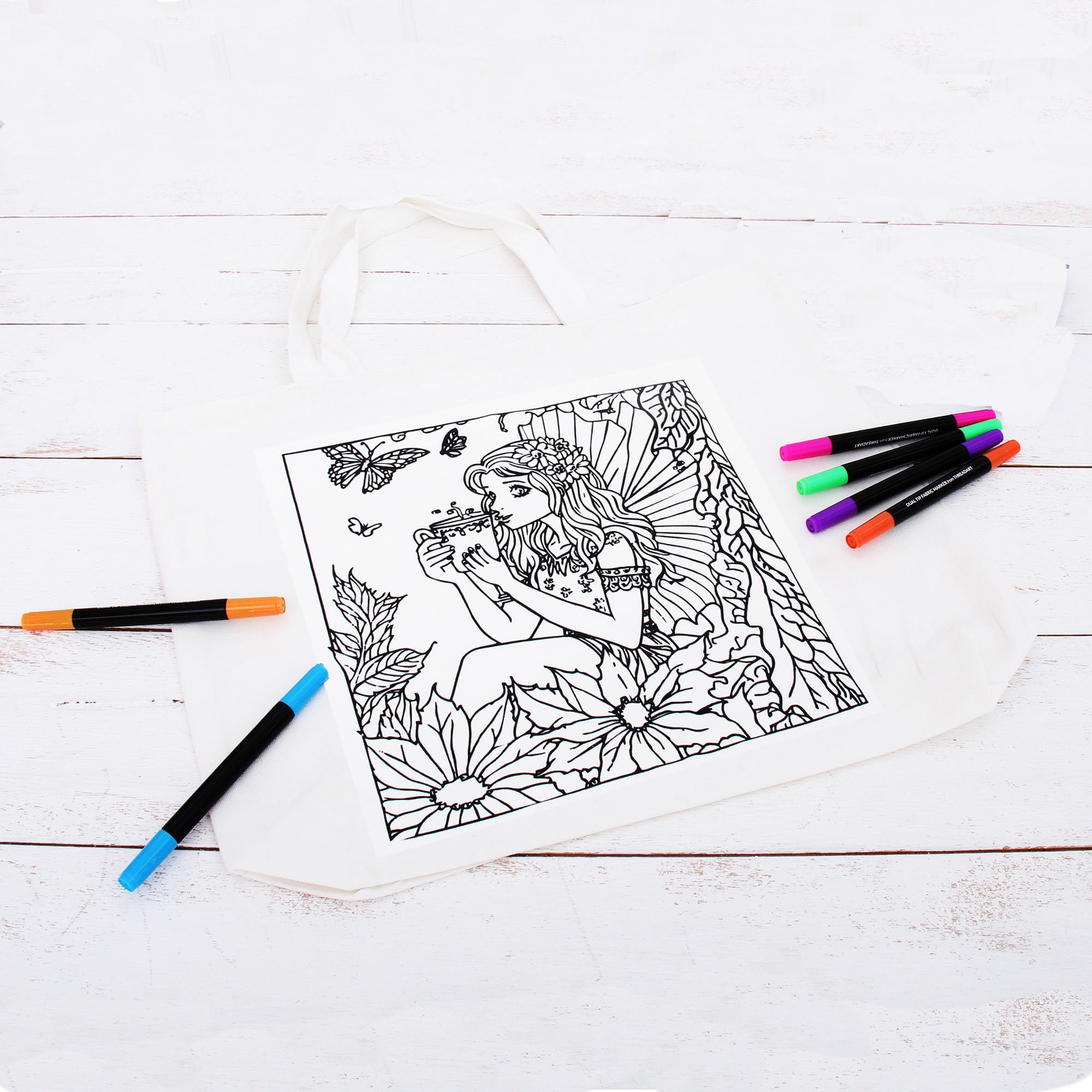 Color Your Own Tote Bag - Fairy Design - Inlcudes Tote Bag With ...